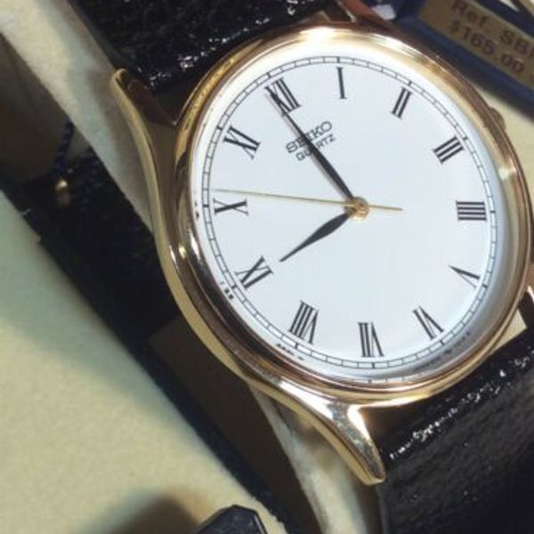 Vtg Seiko Quartz 5P31-7009 W/Tag, Case & Seiko Genuine Calfskin Band ...