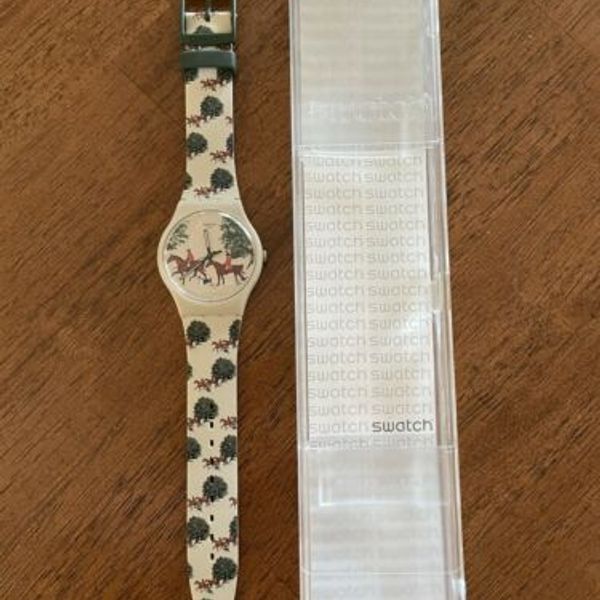 SWATCH Original Red Jacket Quartz Watch SUOT 103 Fox Hunt w original ...