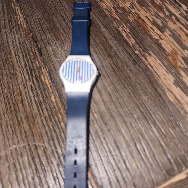 NOT WORKING Rare Vintage 1986 Blue Stripes Retro Swatch Lady Watch for ...