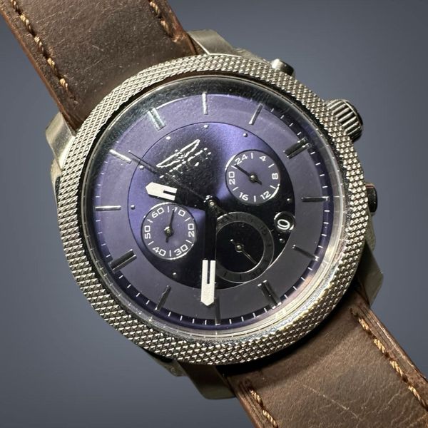 Invicta 30811 Aviator Chronograph Plum Dial Brown Leather 44mm Watch ...