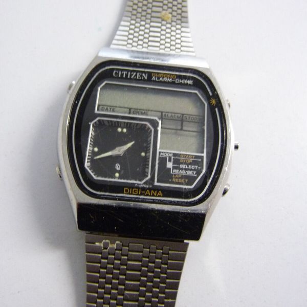 Vintage Citizen Digi-ana wrist watch; dual LCD display & analogue dial ...