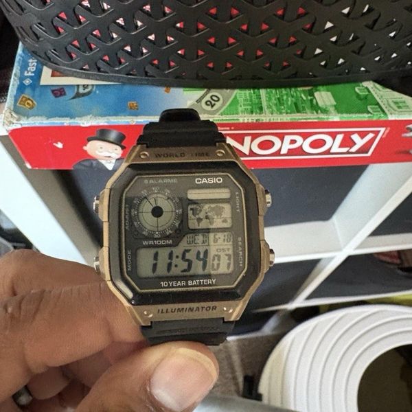 Casio Ae1200wh-5av World Time Watch Chronograph 5 Alarms 10 Year ...