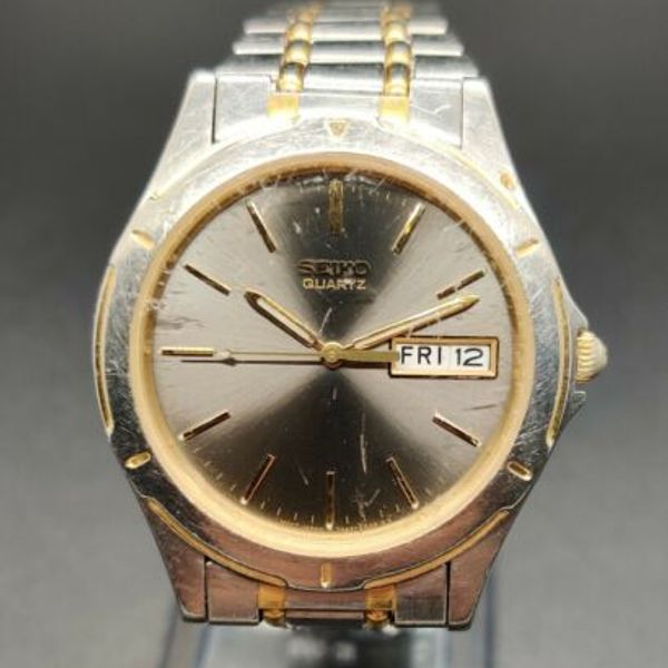 1992 Vintage SEIKO Two Tone Watch 7N43-6A09 Day/Date Gold Silver New Battery | WatchCharts
