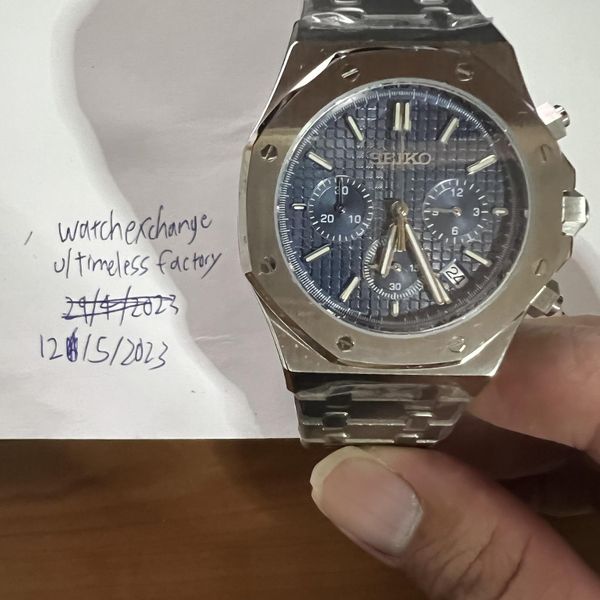 [WTS] SeikOak Blue Waffle Dial 42mm Custom Mod Chronograph watch ...