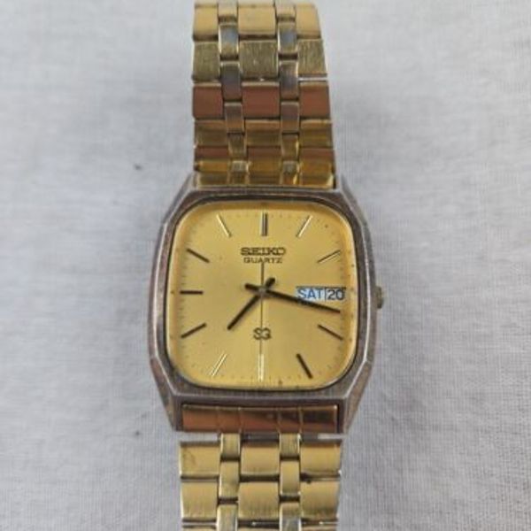VTG Seiko SQ Watch Men 31mm Gold Dial Gold Tone Octagon 8123-5189 Needs Battery | WatchCharts ...