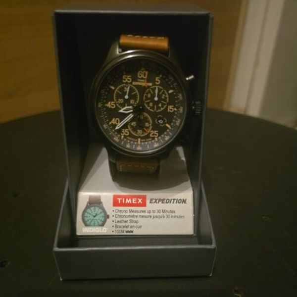Timex Expedition T42351 Chronograph Men's Watch Black Padded Leather ...