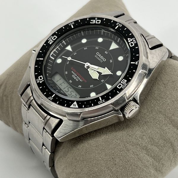 Vtg Casio Arnie Watch Men 2701 AMW-320R 46mm Silver Tone Black Dial New Battery | WatchCharts ...