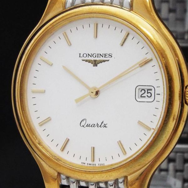 LONGINES Flagship 159 / 7292 Quartz Watch Date 18K Gold Plated St.Steel ...