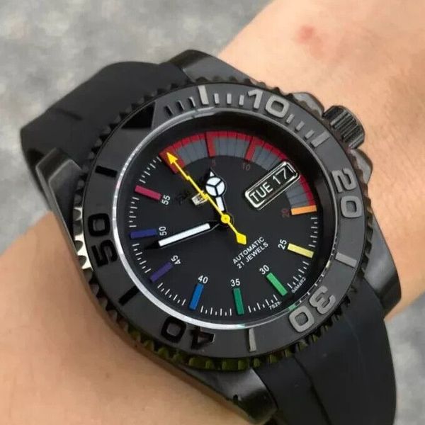 Triple Black Rainbow Custom Seiko Mod Auto | WatchCharts Marketplace