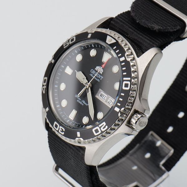 Orient Diver Ray II Automatic Black Dial Men's Watch Nylon Strap ...