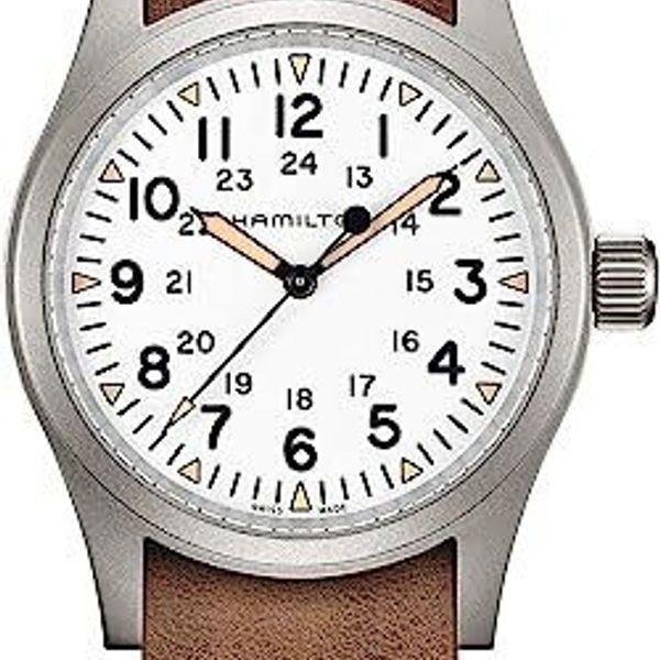New Hamilton Khaki Field Mechanical Brown Leather Strap Watch H69439511 ...