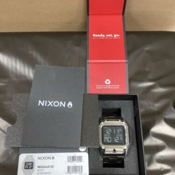 Nixon Regulus SS Black/Silver LED Rugged Military Digital Watch 100 ...