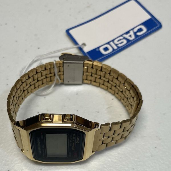 CASIO Vintage Retro Alarm Digital Watch Black Gold 593 A159WGEA-1DF ...