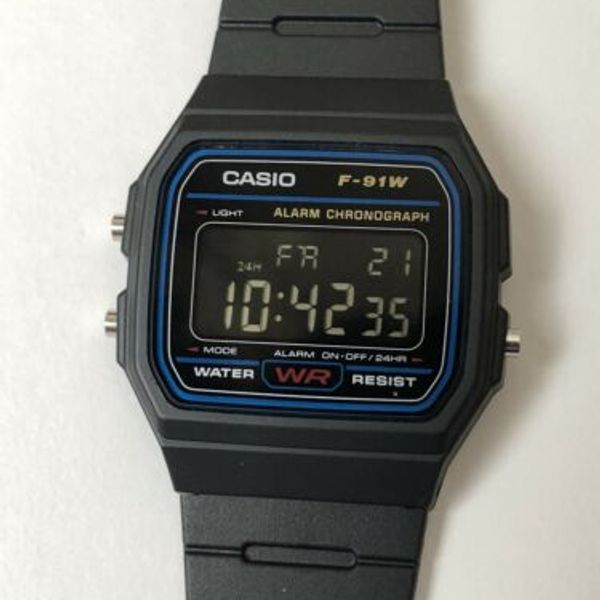 Casio F-91W Negative Display Screen Mod Black Digital Watch ...