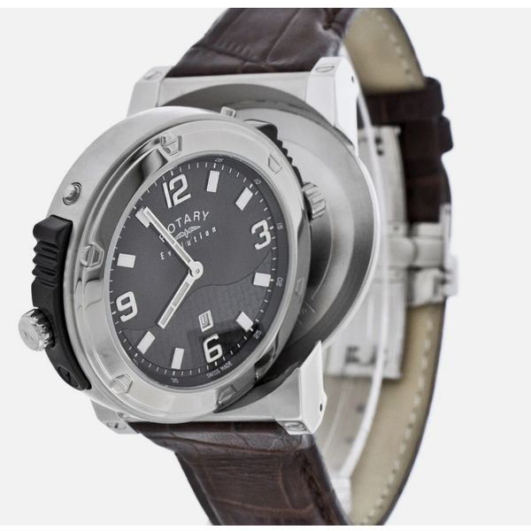 Rotary Evolution SS Dual Rotating Face Watch - Very Rare - Brown ...