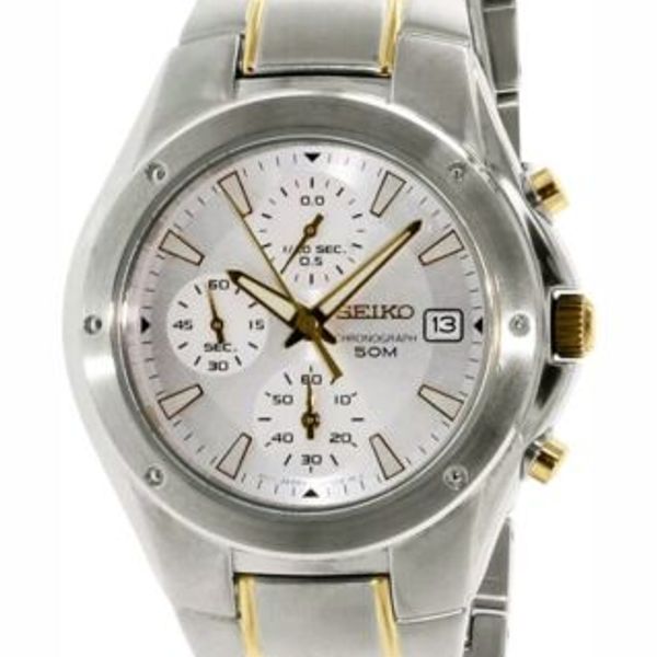 Seiko Silver Dial Two Tone Stainless Steel Chronograph Men's Watch ...