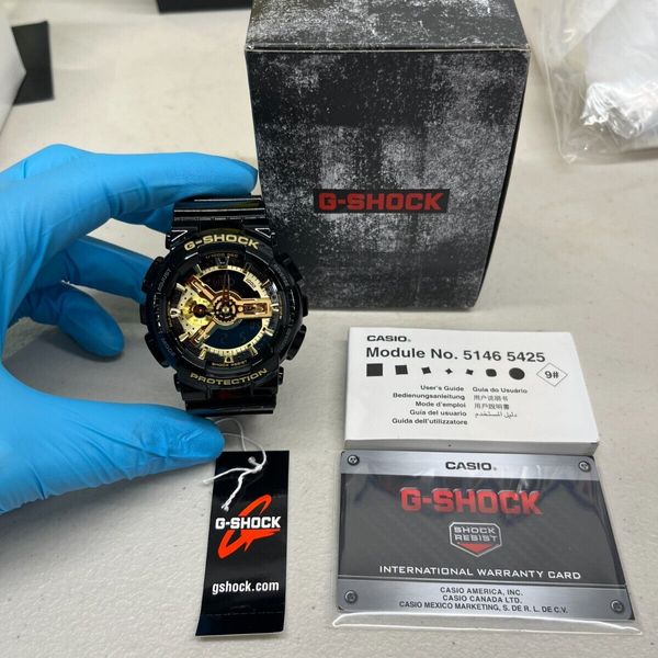 Casio G-SHOCK GA110GB-1A Men's XL 3D Glossy Black Gold Analog Digital ...
