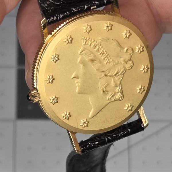 Gruen RARE Men's GRUEN 10 Dollar Gold Coin Watch Gold Liberty Head ...