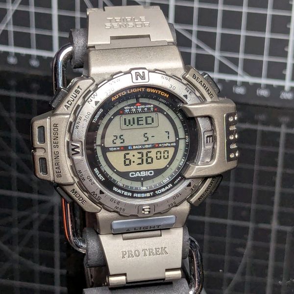 Casio Pro-Trek PRT-420 Titanium Triple Sensor EL Vintage Pathfinder PRT ...