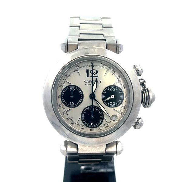 Cartier Pasha C Chronograph Wristwatch Steel Silver Dial Automatic ...