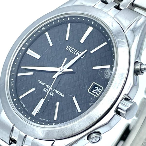 SEIKO Men's Radio Wave Control Solar Titanium Watch 2.2oz Black Dial ...