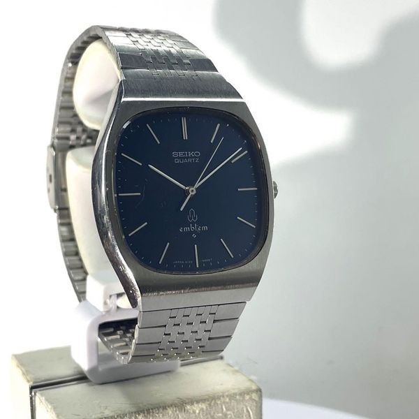 Seiko Emblem Vintage Quartz Watch 32mm Blue Dial Bracelet 1976 Used H ...