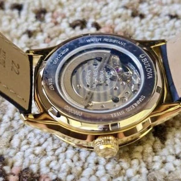 Bulova Men's Watch Automatic Gold Tone White Dial Stainless Steel Watch ...