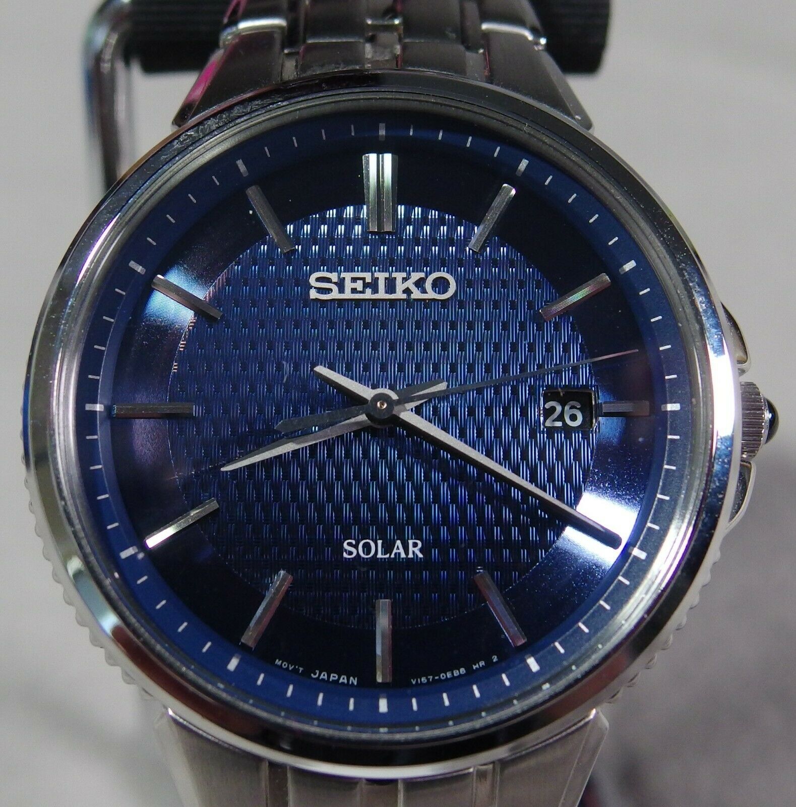 Seiko Solar Quartz Blue Dial Stainless Steel Men's Watch SNE507 ...