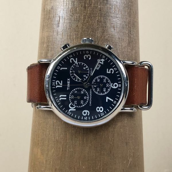 Timex Weekender Men Chronograph Leather Bund Strap Quartz Analog 40mm ...