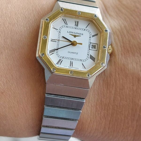 LONGINES WATCH 4928 CONQUEST QUARTZ GOLD & STEEL LADY 25mm SWISS .JUST ...
