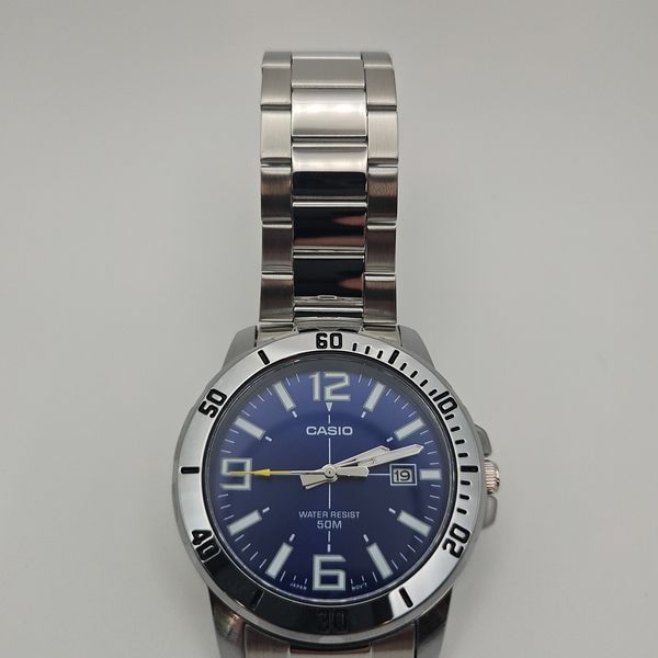 Casio MTP-VD01D-2B Enticer Series Analog Blue Dial Stainless Steel Men's Watch | WatchCharts ...