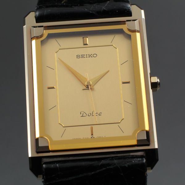 [Near MINT] SEIKO Dolce 7321-5990 Gold Dial Square Quartz Men's Watch ...