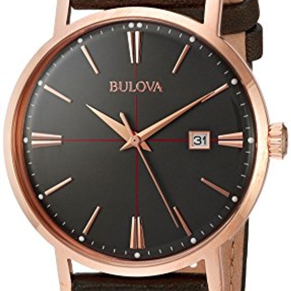 Bulova Men's Quartz Stainless Steel and Leather Dress Watch, Color ...