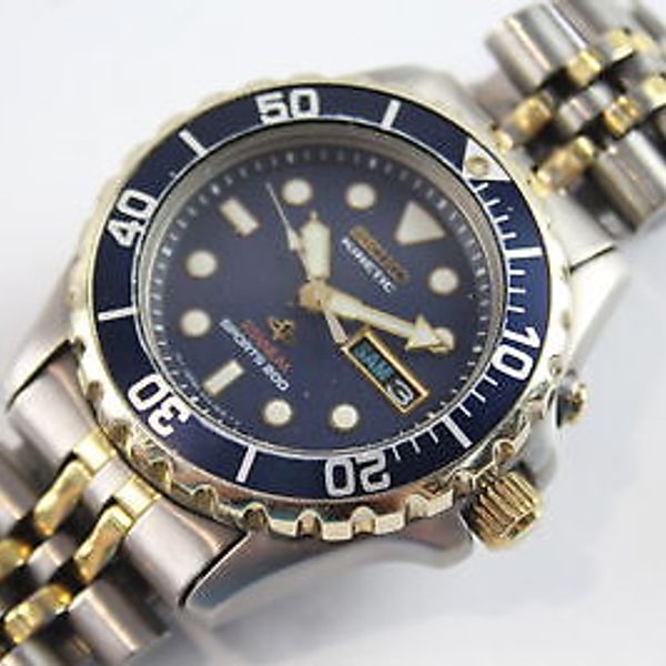 Mens Seiko Kinetic Sports 200 Titanium Diver Watch Quartz Untested ...