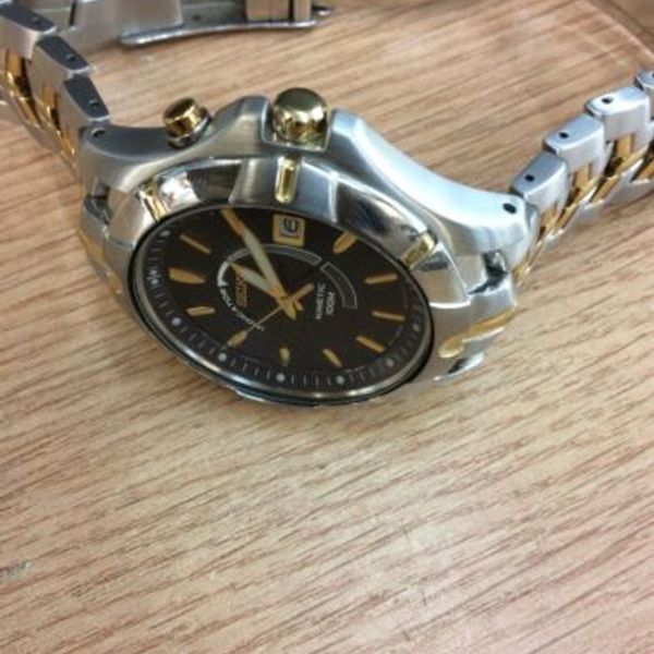 Seiko Men’s Kinetic 100M Watch- Stainless Steel- Date Indicator 5m62 ...