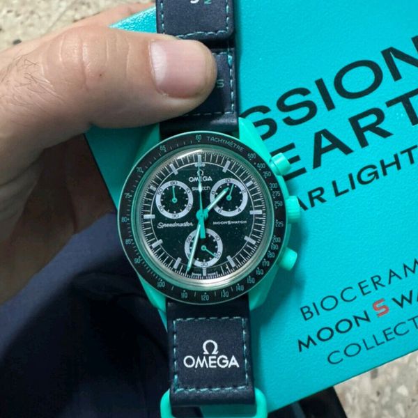 Omega X Swatch Watch MISSION TO EARTH - POLAR LIGHTS Neon Green Color ...