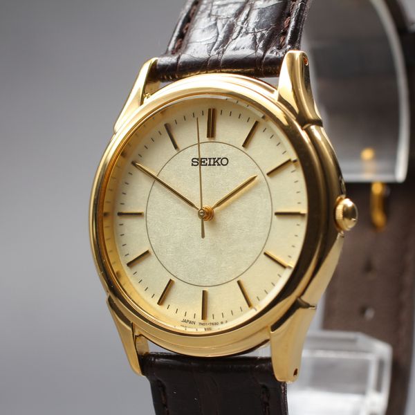 Vintage 1997 [Near MINT] SEIKO 7N01-7140 Gold Dial Quartz Men's Watch From JAPAN | WatchCharts ...