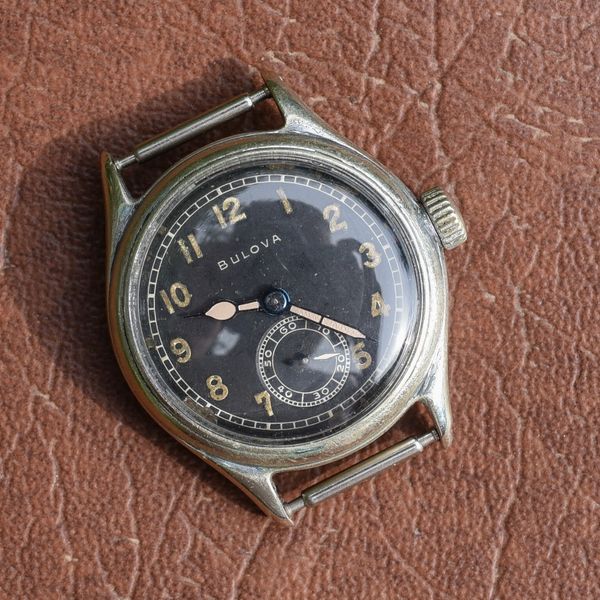 Vintage BULOVA ORD DEPT Black Luminous Dial WW2 Military Issued Watch ...