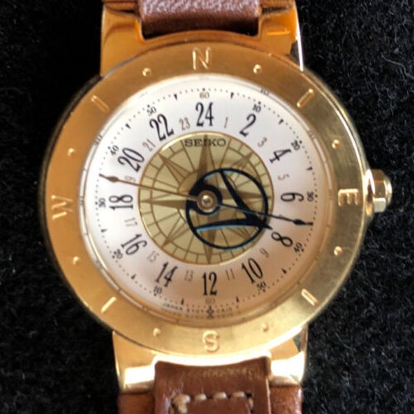Vtg Womans SEIKO LEVANTE Yachting Maritime Gold Tone Watch RARE W ...