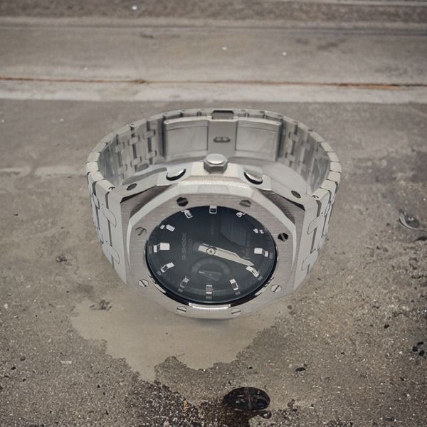 Custom Casio G-Shock GA-2100, CasiOak, Silver, AP Gen 5 Mod- Men's ...