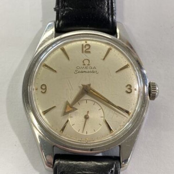 1950s Omega Seamaster Stainless Steel Manual Wind watch w/ BROAD Arrows ...