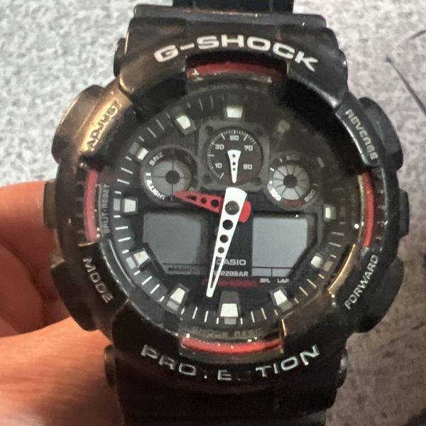CASIO 5081 GA-100 G-Shock Resist Black& Red Antimagnetic Watch Dual ...