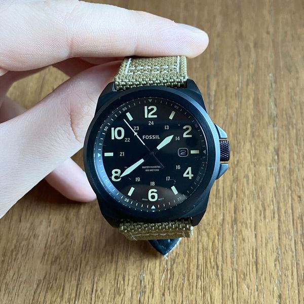 Fossil Bronson Taupe Khaki Green Field Military Watch Mens ...