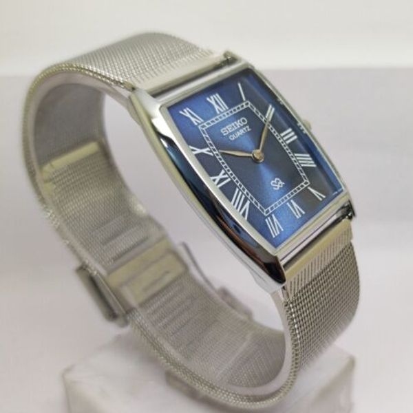 Seiko Quartz Blue Rectangle Shape Dial St.Steel Men's Wrist Watch For ...