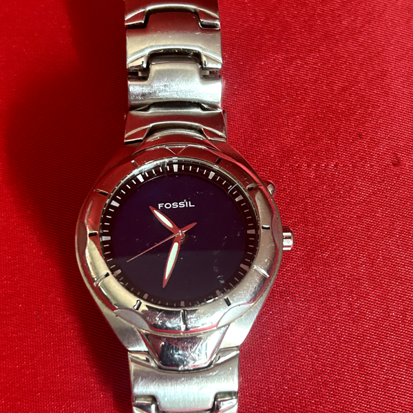 Fossil Blue Dial Stainless Steel Unisex Watch AM-3535 | WatchCharts ...