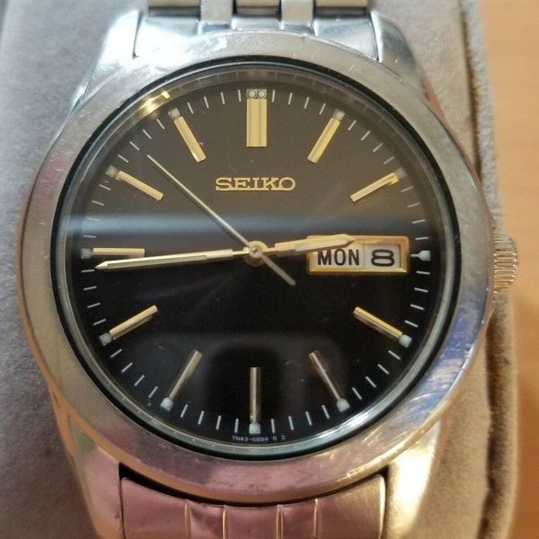 Seiko analog men watch kanji date window JDM vtg 7N43-0AM0 stainless ...