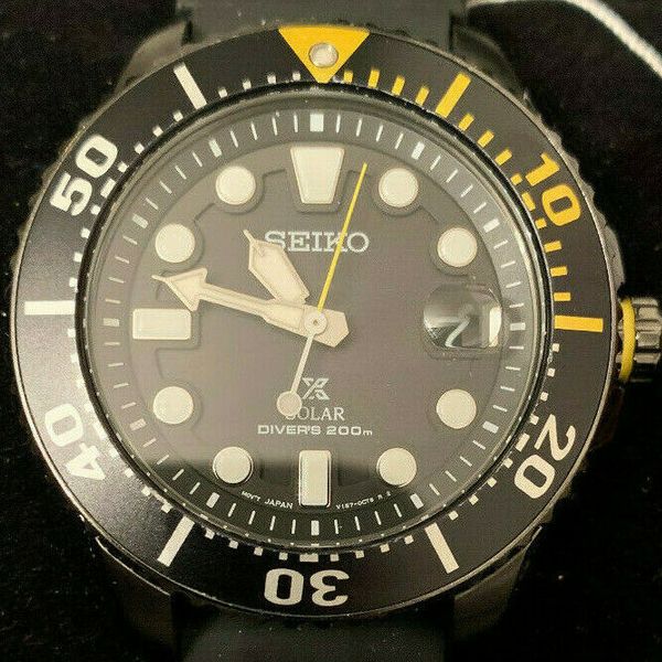 Seiko SNE441 Men’s PROSPEX Solar Dive Black Dial Rubber Strap Watch ...