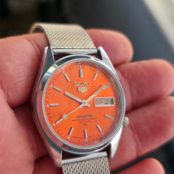Vintage Original Seiko Sports 5 Automatic 6309A Stunning Orange Dial ...