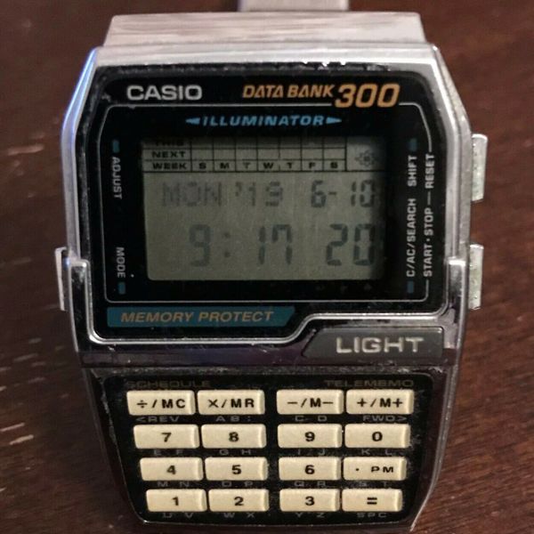 1990s Vintage calculator watch Casio Data Bank 300 Illuminator DBC 3000 ...