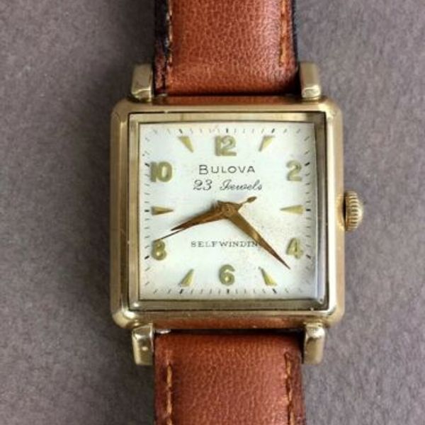 Bulova Square 23 Jewels Selfwinding Mens Watch 23 “U” 10k RGP 1957 ...